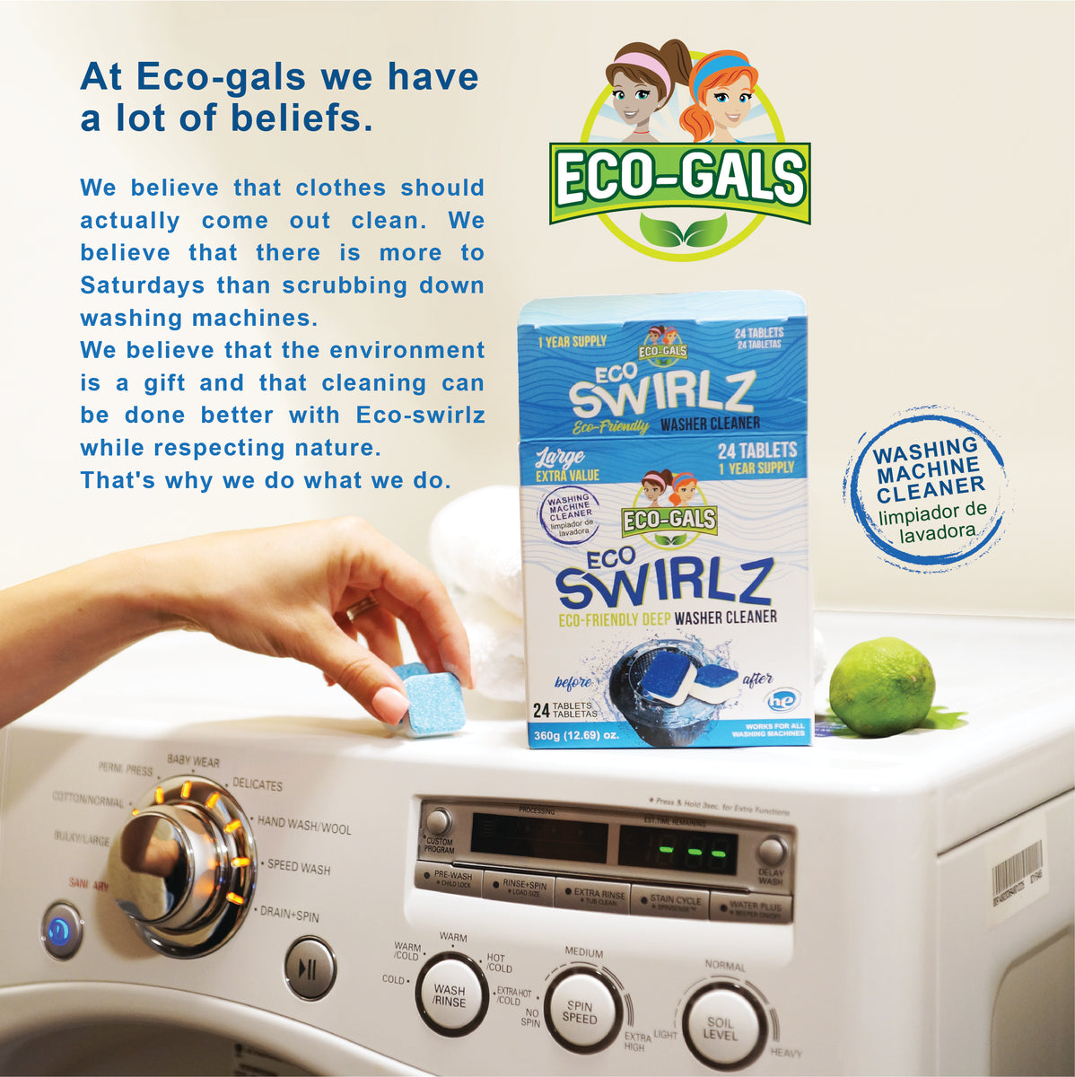 Eco-Swirlz: 24ct Washing Machine Cleaner (Year Supply) Eco-Friendly ...